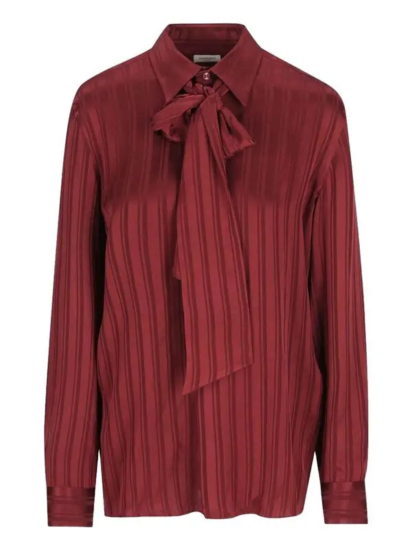 Saint Laurent Lavallière Collar Striped Shirt - Multicolor