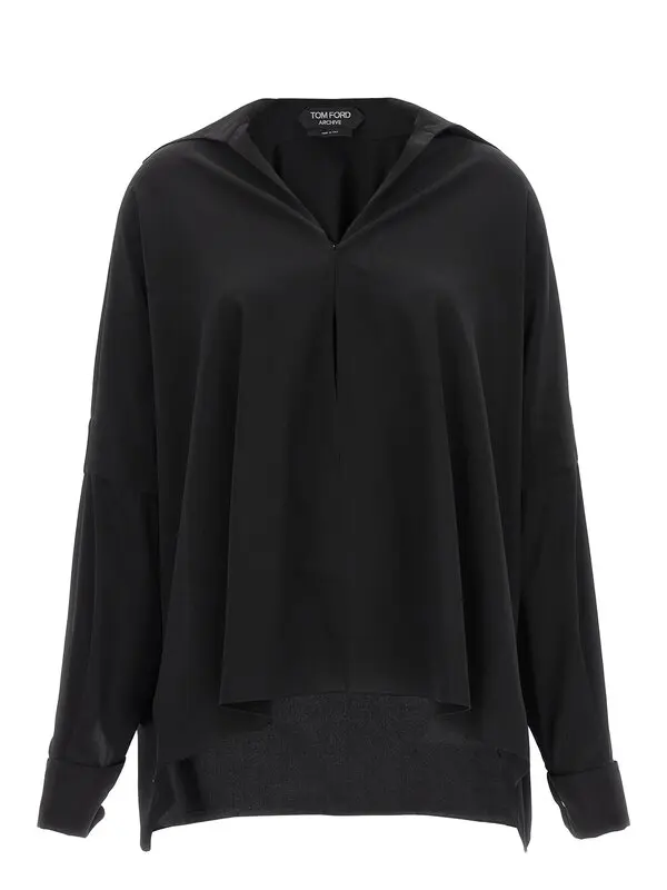 TOM FORD Crepe De Chine Stretch Silk Shirt - Black