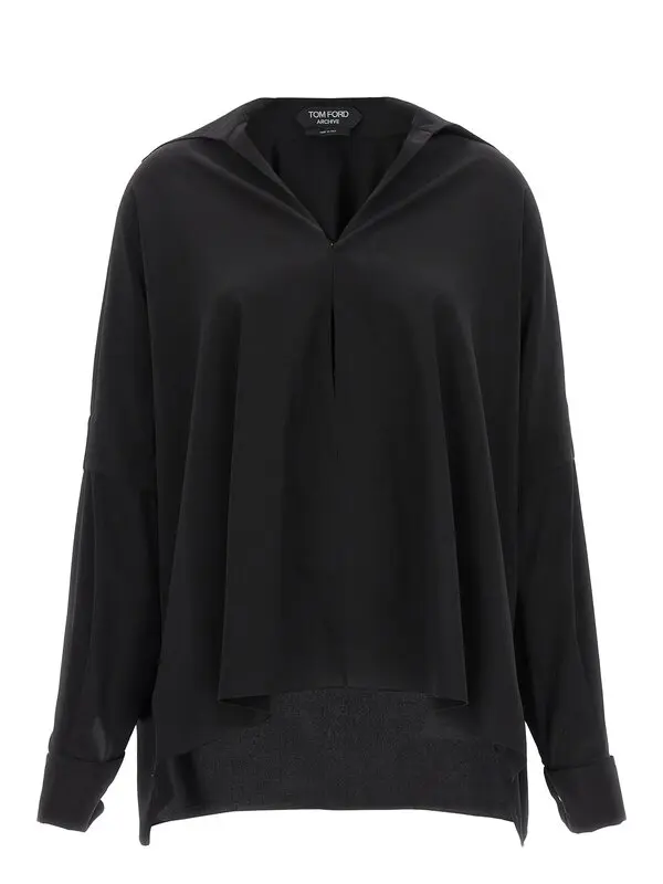 TOM FORD Crepe De Chine Stretch Silk Shirt - Black