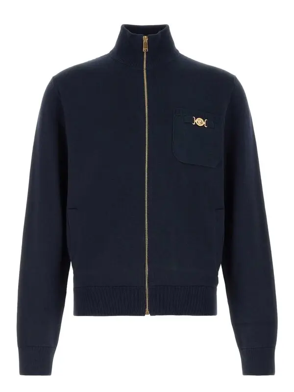 Versace Cotton Blend Cardigan - Blue