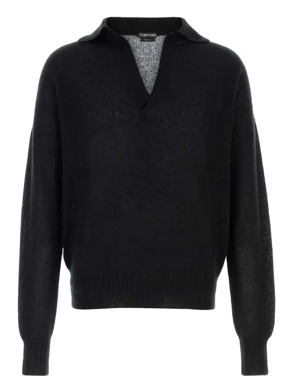 TOM FORD Cashmere Blend Polo Shirt - Black