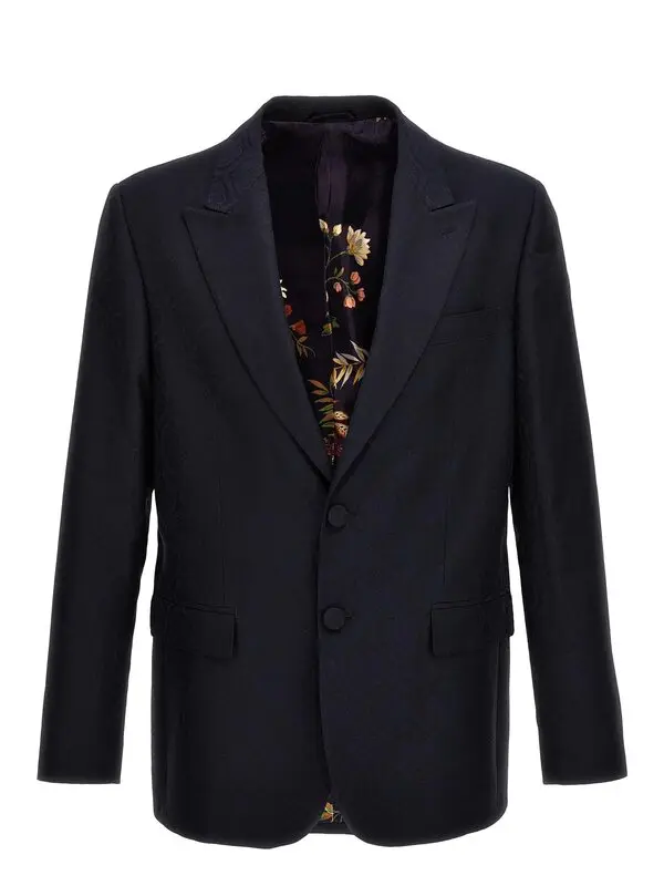 Etro Single-breasted Jacquard Blazer - Blue