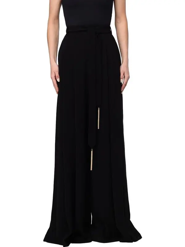 Max Mara Belted Wide Leg Pants - Black