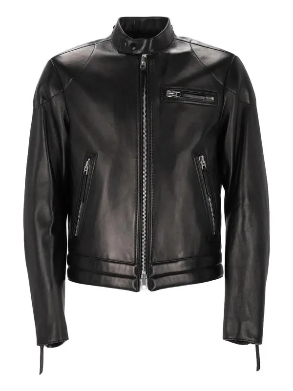 TOM FORD Full Grain Nappa Leather Biker Jacket - Black
