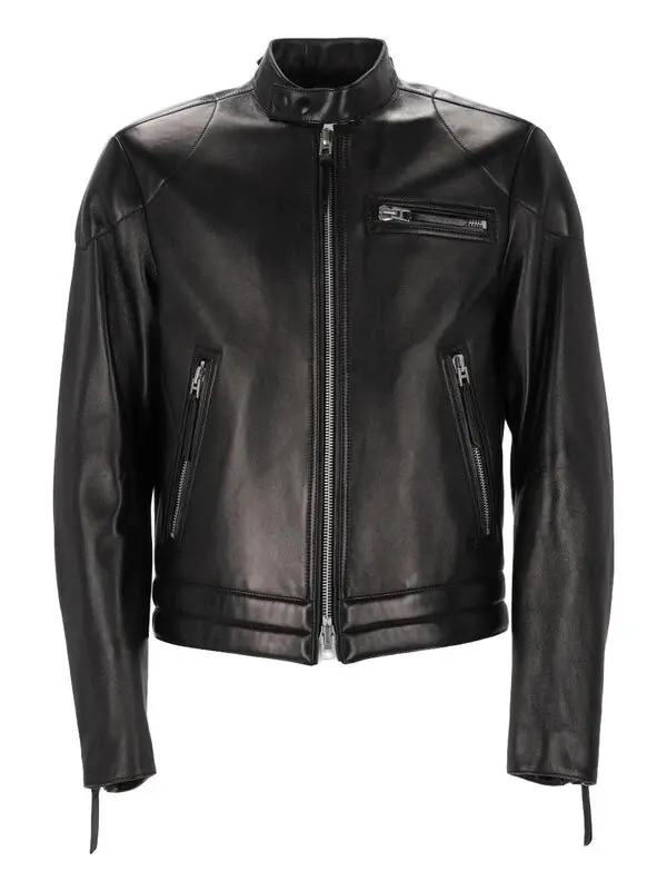 TOM FORD Full Grain Nappa Leather Biker Jacket - Black