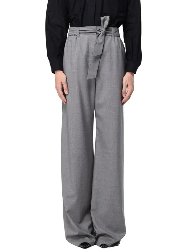 Max Mara Virgin Wool Palazzo Trousers - Gray