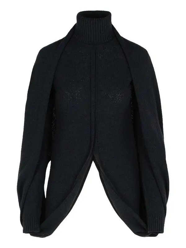 Sportmax Adepto Virgin Wool Blend High Neck Sweater - Black