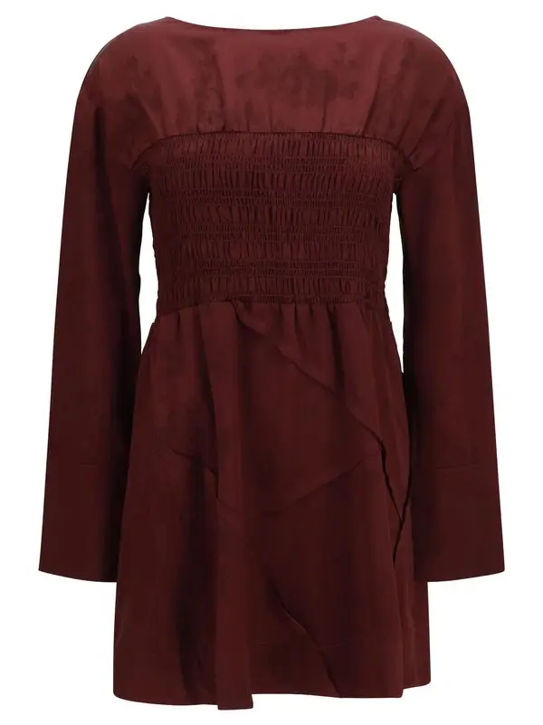 GANNI Long-sleeve Satin Mini Dress - Multicolor