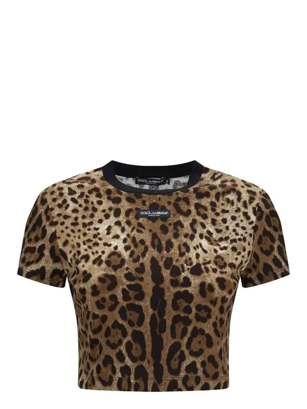 Dolce & Gabbana Leopard-print Cropped T-shirt - Cream
