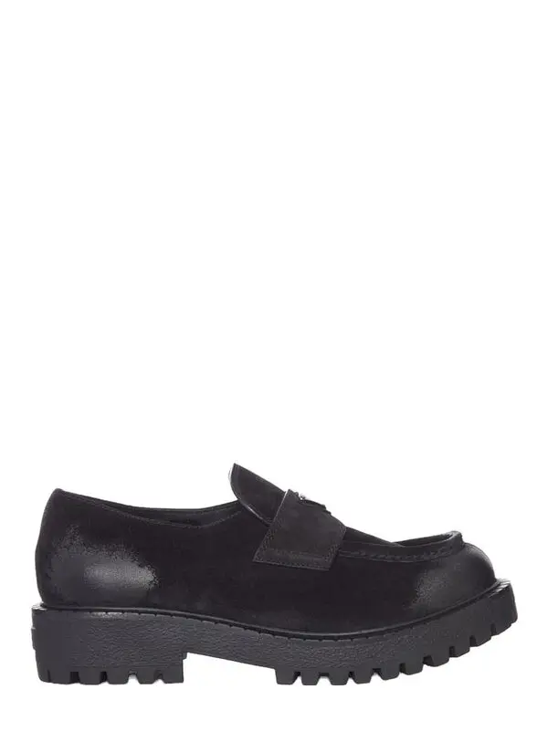 Prada Suede Loafers With A Distressed Finish - Black