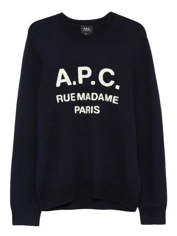 A.p.c. Virgin Wool Logo Embroidered Jumper - Blue