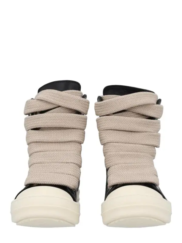 Rick Owens Leather High Top Sneakers - Black