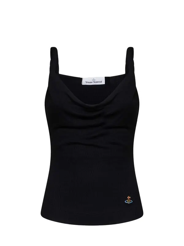 VIVIENNE WESTWOOD Black Ribbed Jersey Anna Draped Top - Multicolor