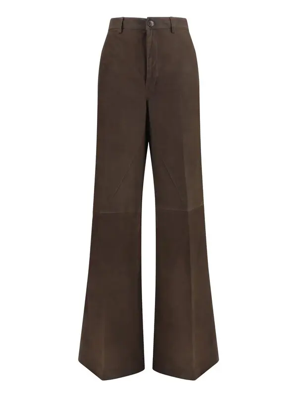 Rick Owens Wide-leg Suede Pants - Brown