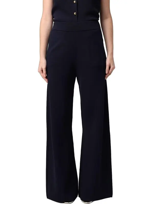 Max Mara High-waisted Wide Leg Knit Wool Trousers - Blue