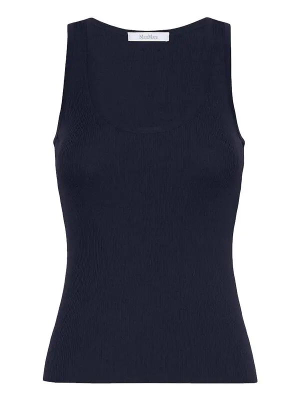Max Mara Fitted Ribbed Top In Viscose Crepe - Blue