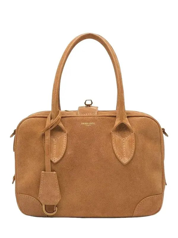 GOLDEN GOOSE Vita Suede Bag With Gold Details - Brown
