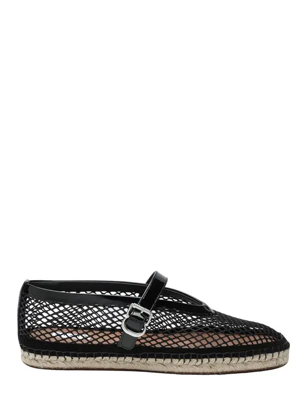 Alaïa Mesh And Patent Leather Espadrilles - Black