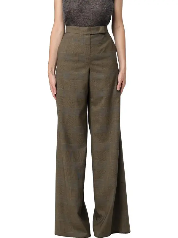 Max Mara Prince Of Wales Trousers - Brown