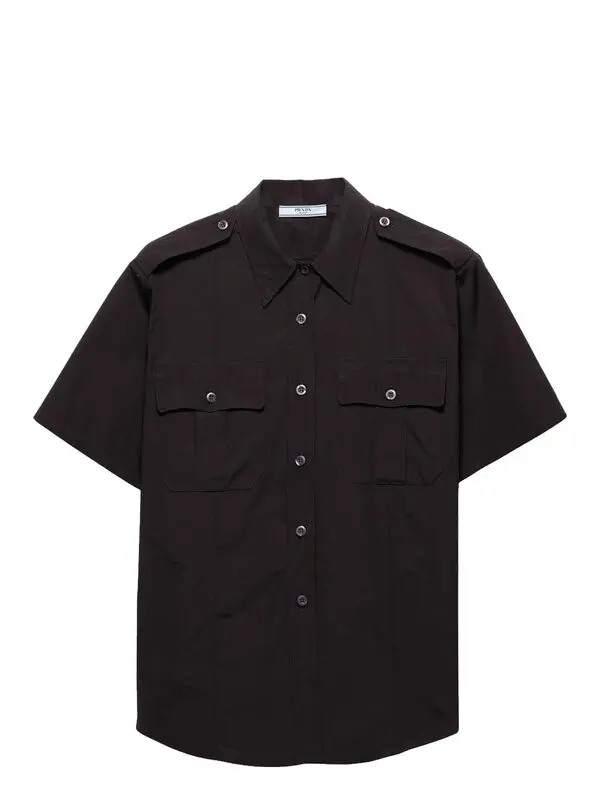 Prada Classic Collar Short Sleeve Shirt - Black
