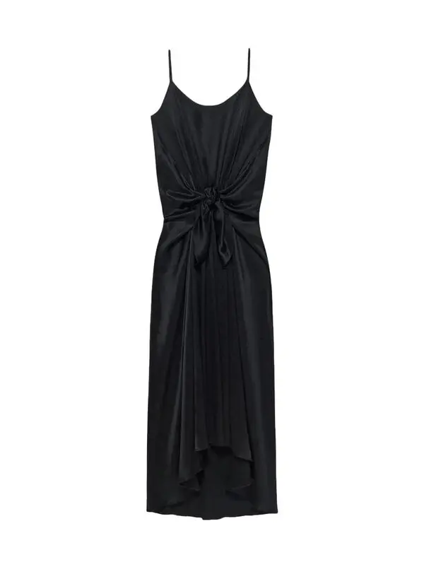 JW Anderson Silk Dress With Knot At The Waist - Black
