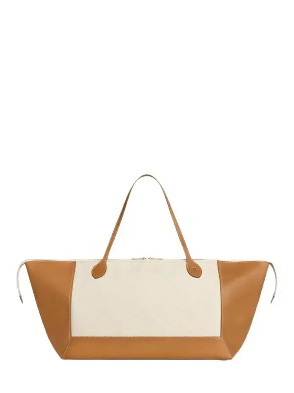 Celine Cabas Frame Leather And Canvas Tote - Multicolor