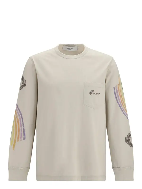 GOLDEN GOOSE Asymmetric Print Sweatshirt - Cream