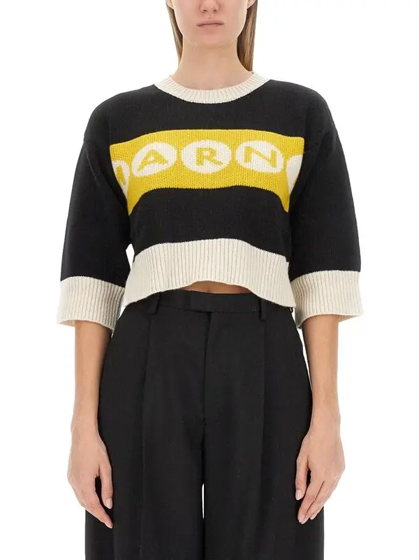 Marni Logo Virgin Wool Jersey - Black