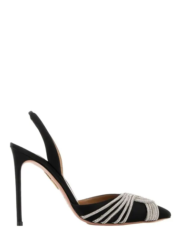 AQUAZZURA Satin Gatsby Sling Pumps - Black