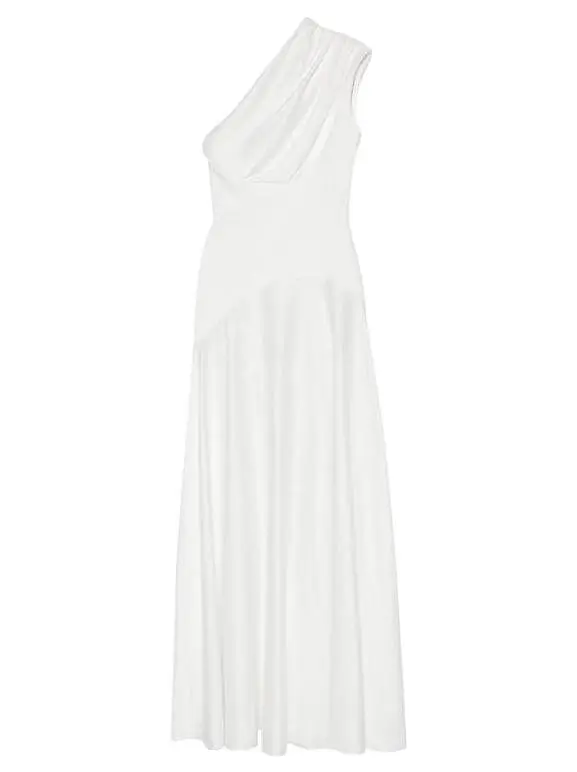 Solace London Draped One-shoulder Evening Dress - White