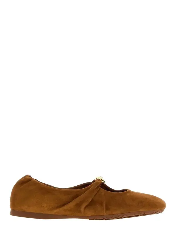 Loewe Caramel Suede Pebble Soft Ballerinas - Brown