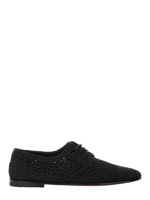 Dolce & Gabbana Woven Fabric Derby Shoes - Black