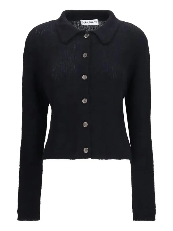 Our Legacy Mazzy Alpaca Blend Polo Sweater - Black