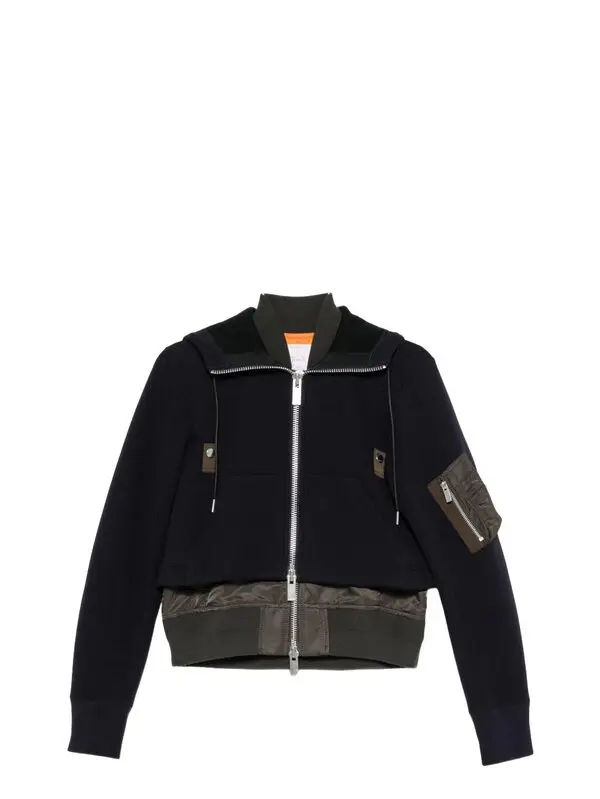 Sacai Hooded Zip Up Sweatshirt - Multicolor