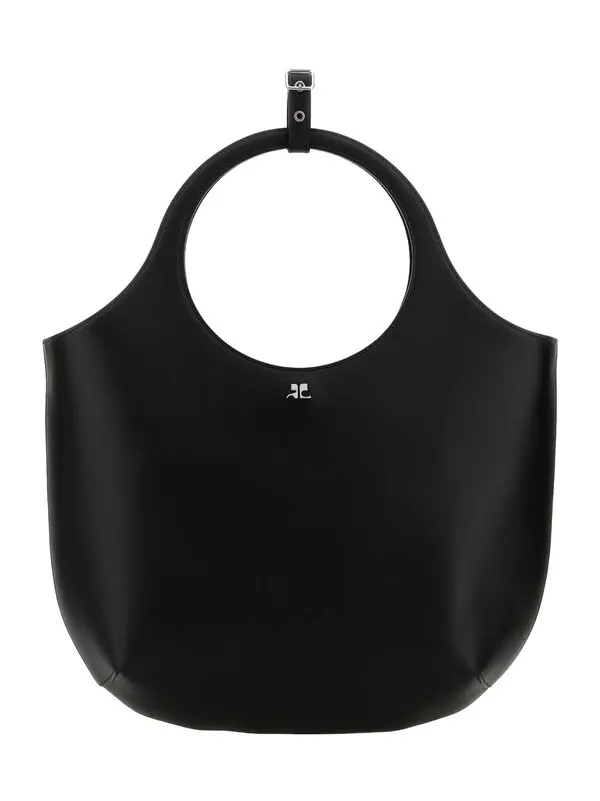 COURREGES Leather Medium Holy Handbag - Black