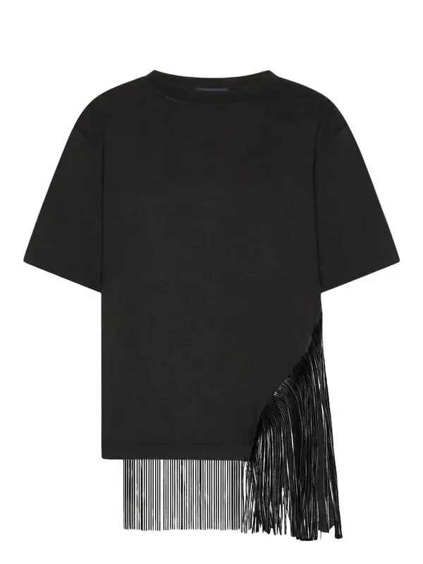 Sportmax Cotton T-shirt With Fringe - Black