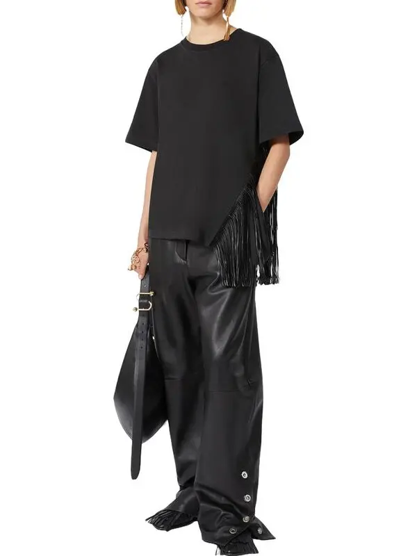 Sportmax Cotton T-shirt With Fringe - Black