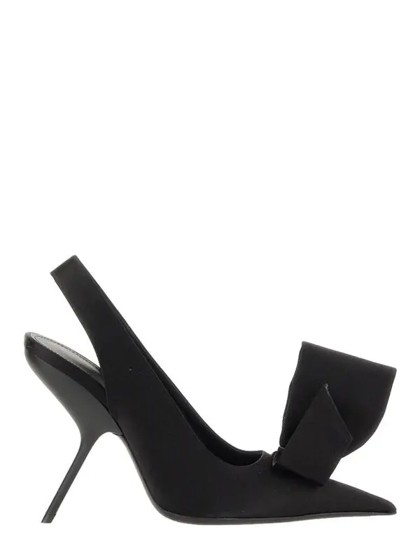 FERRAGAMO Asymmetrical Bow Slingback Stiletto Sandal - Black