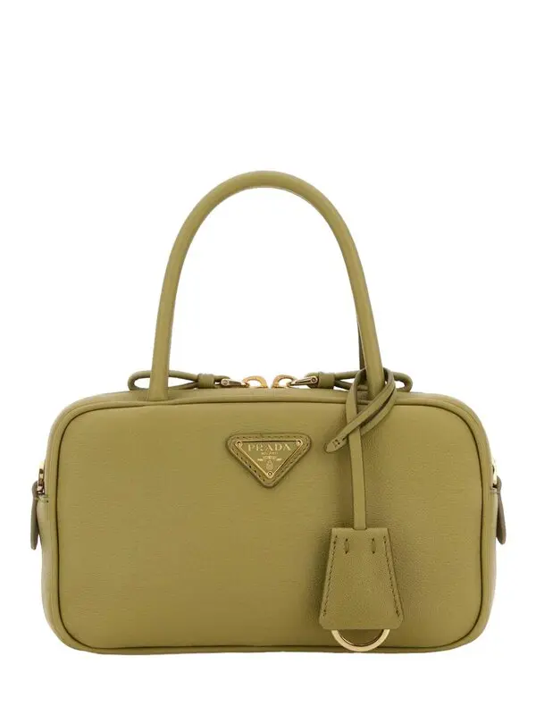 Prada Mini Bowling Bag In Leather - Green