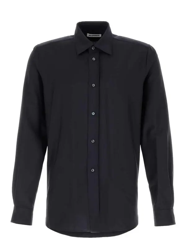 JIL SANDER Midnight Wool Blend Shirt - Blue