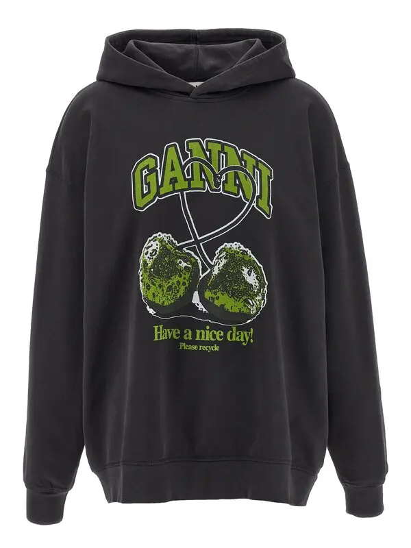 GANNI Cherry Hooded Sweatshirt - Gray