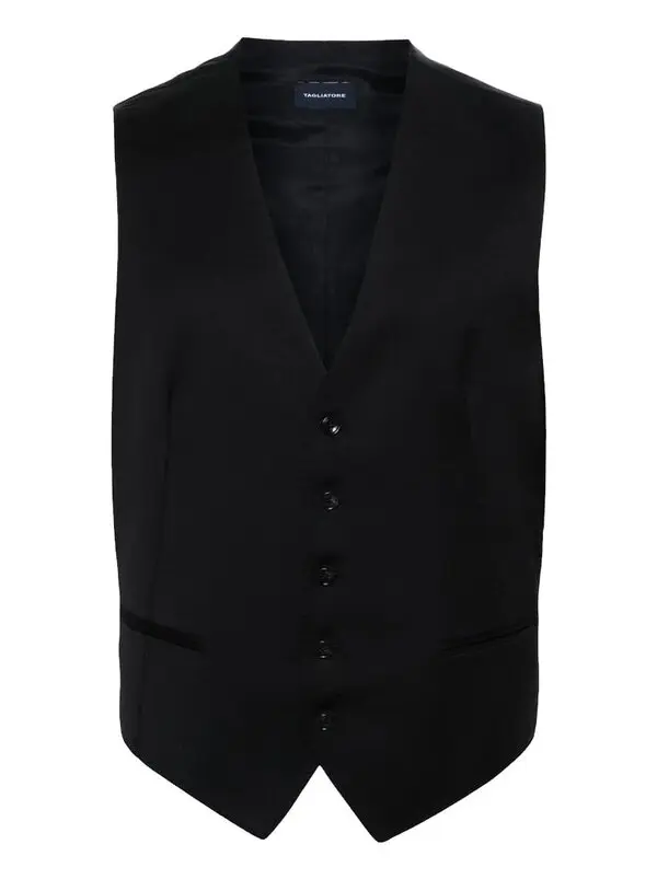 Tagliatore Virgin Wool Interlock Twill Vest - Blue