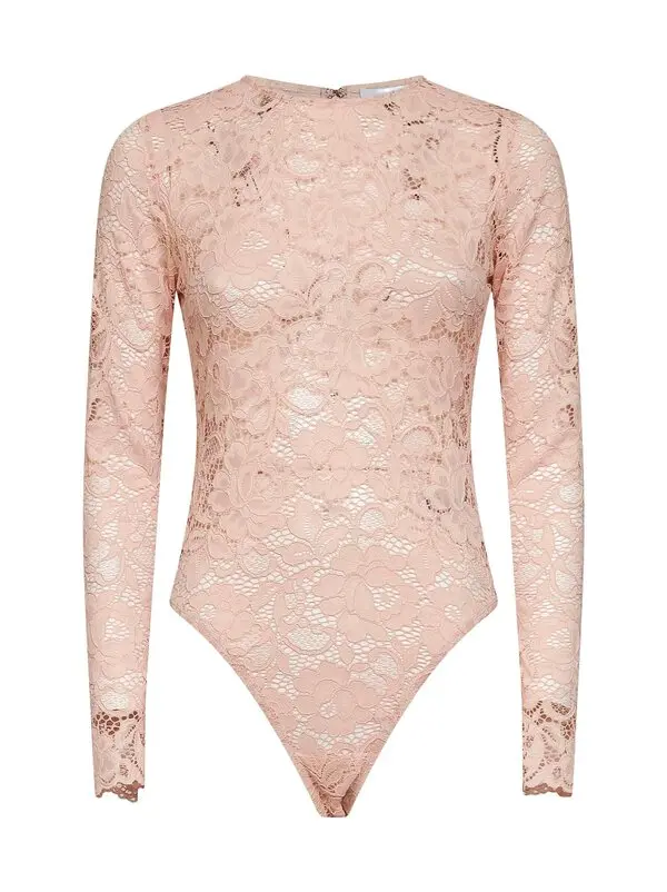 SELF-PORTRAIT Beige Floral Lace Bodysuit - Multicolor