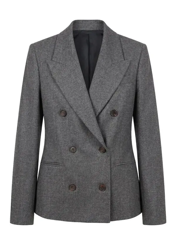 Brunello Cucinelli Wool And Cashmere Blend Double-breasted Blazer - Multicolor