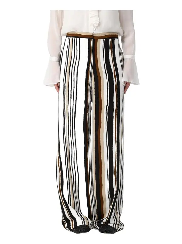 Max Mara Pagano Striped Silk Palazzo Trousers - Multicolor