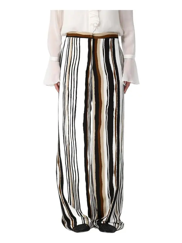 Max Mara Pagano Striped Silk Palazzo Trousers - Multicolor