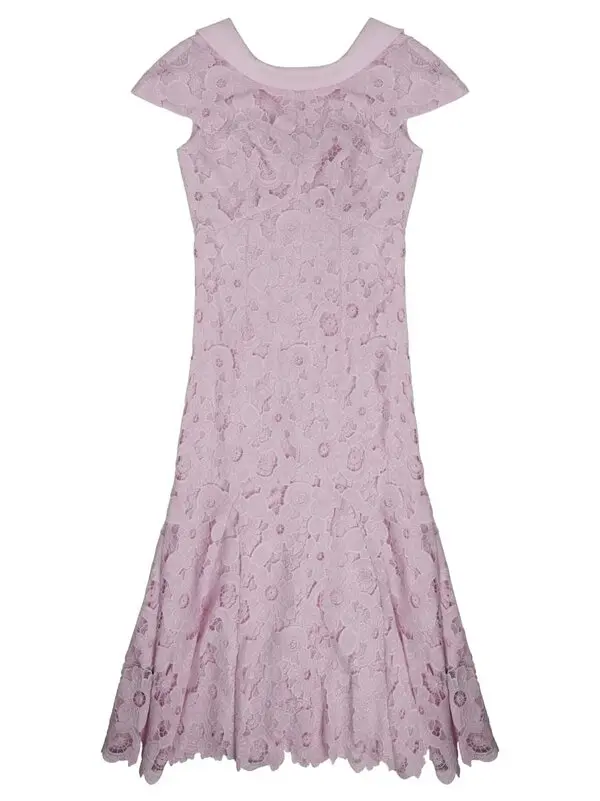 SELF-PORTRAIT Lace Midi Dress With Open Back - Pink