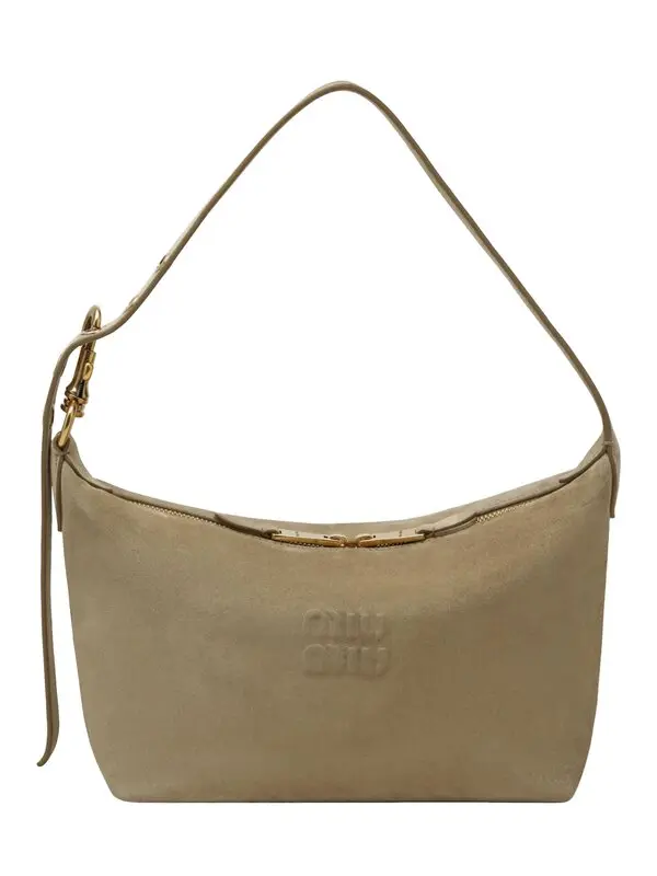Miu Miu Suede Leather Bowling Bag - Cream