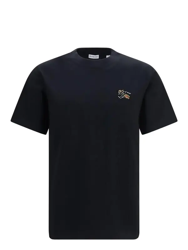 Burberry Embroidered Logo Cotton T-shirt - Black