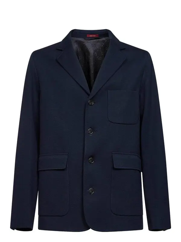 Gucci Dark Blue Cotton Jersey Single-breasted Jacket - Multicolor